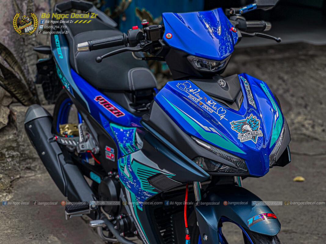 TEM DÁN XE EXCITER 155 - THIẾT KẾ HRC EX XANH XÁM GP - Bá Ngọc Decal